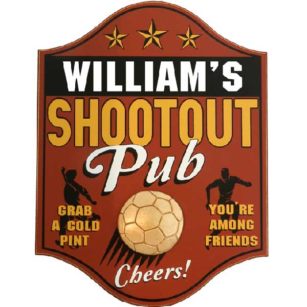 Personalized Sports Pub Sign | Soccer | Wood | Shootout