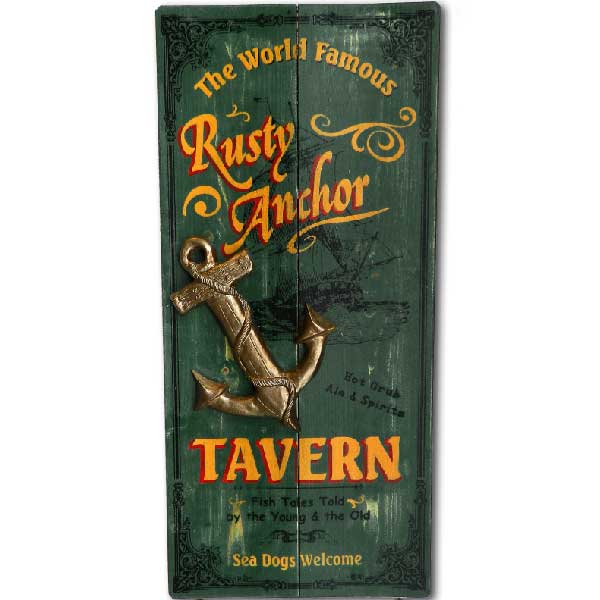 Rusty Anchor Tavern | Wood Sign | Restaurant Decor | Home Bar