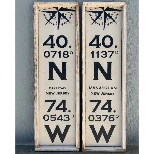 Nautical | Wood Sign | Framed | City State | Lat Long | Rustic | Perso